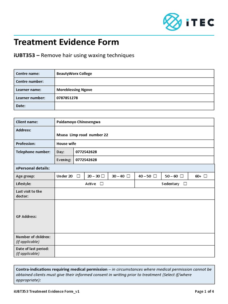 37901-IUBT353 Treatment Evidence Form v1 | Download Free PDF | Clinical Medicine | Medical ...