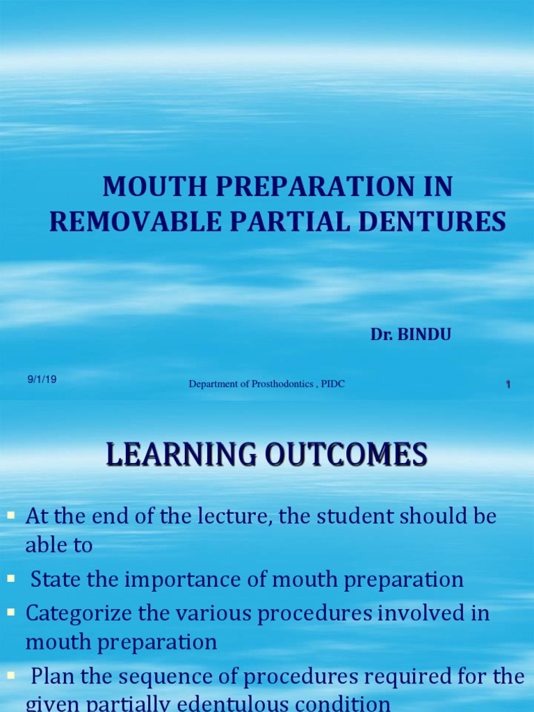 Mouth Preparation for Removable Dentures | PDF | Periodontology | Dentures