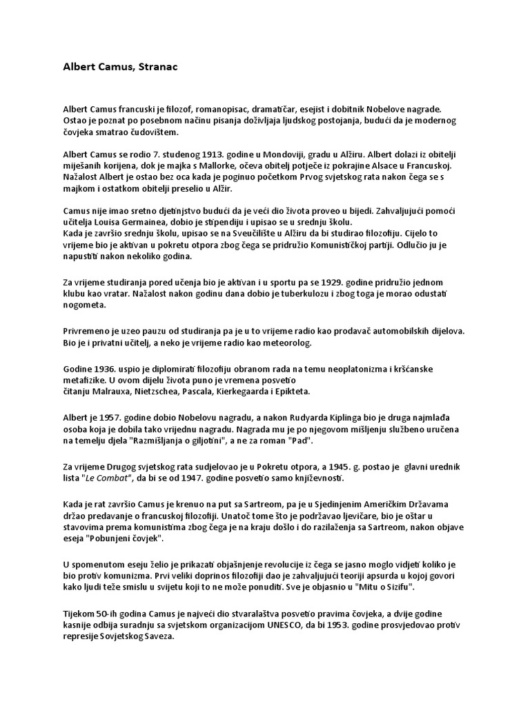 Albert Camus, Stranac | PDF