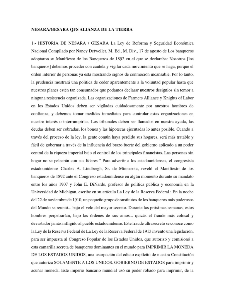 Ley Gesara - Nesara | PDF | Transferencia bancaria | Bancos