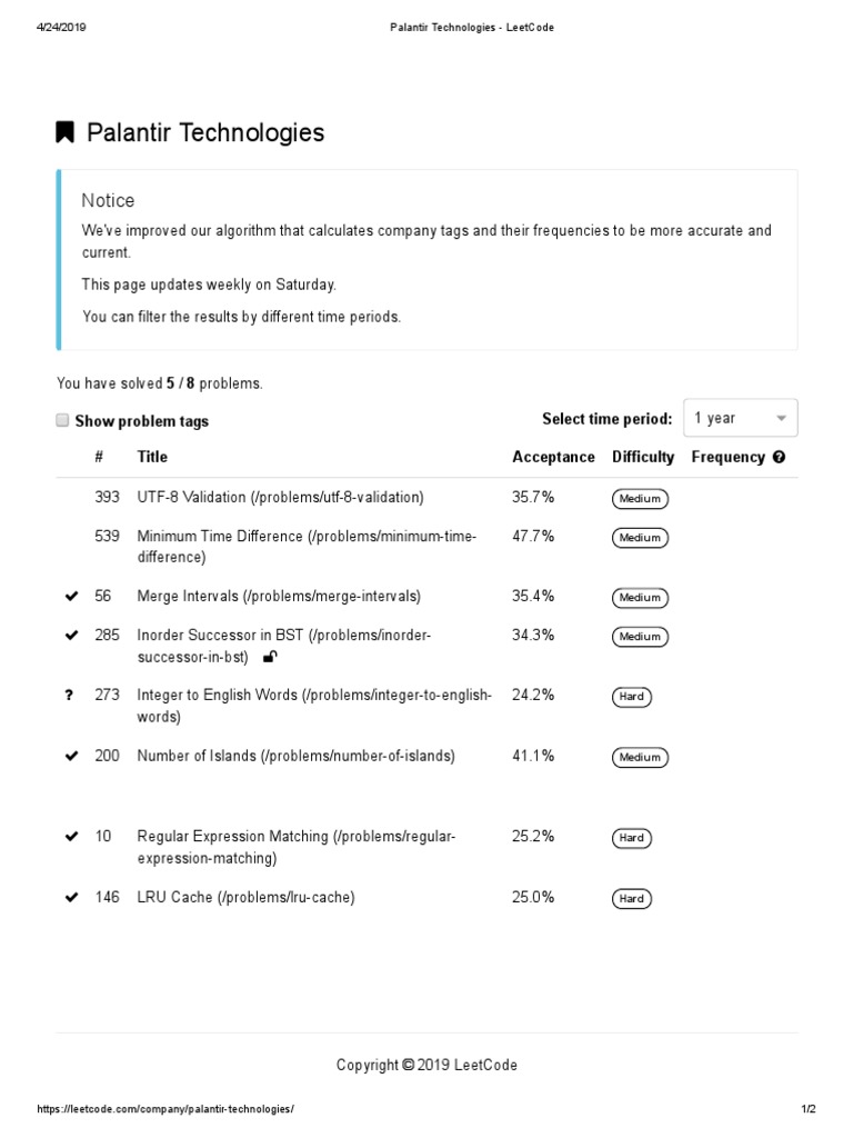 Palantir Technologies - LeetCode | PDF