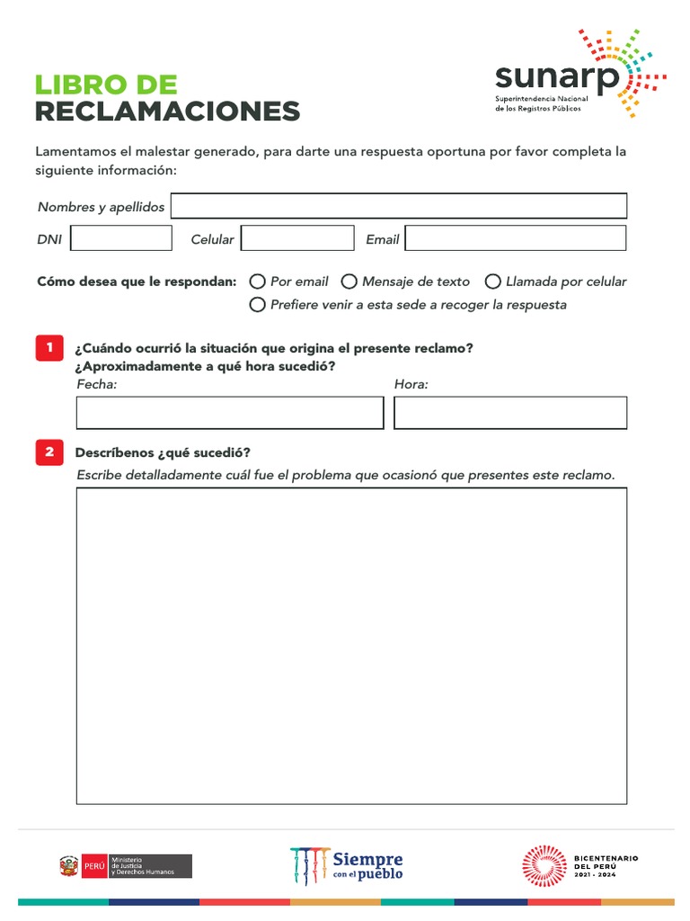 Libro de Reclamaciones Actualizado 2022 | PDF