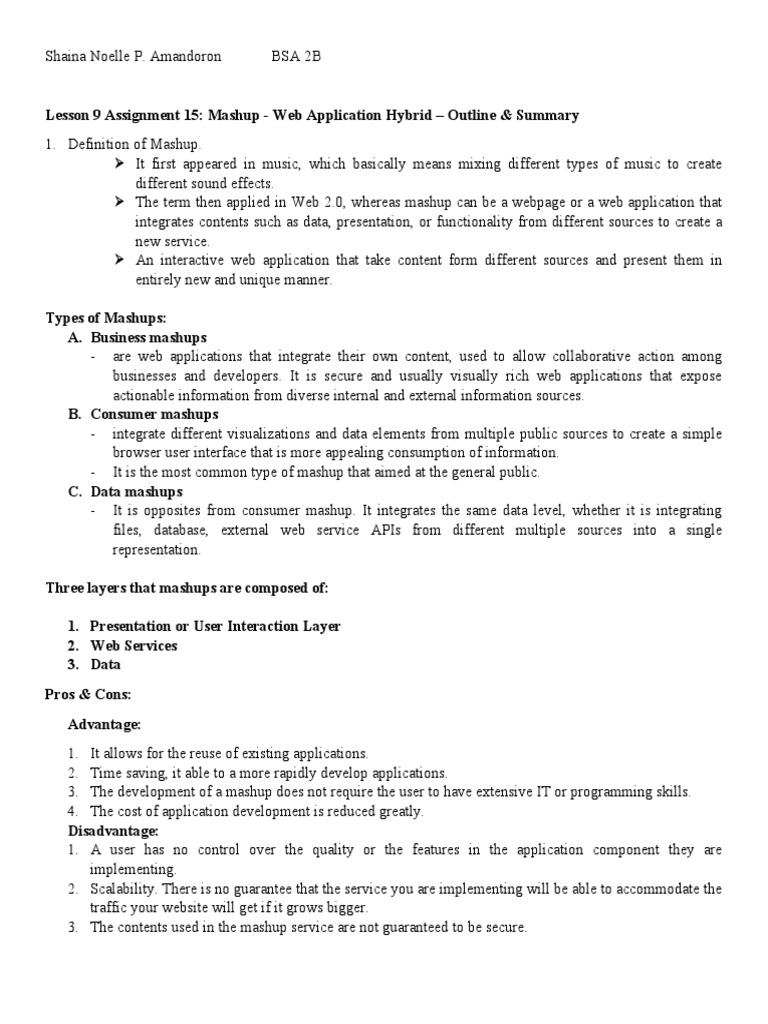 Lesson 9 Assignment 15 Mashup - Web Application Hybrid | PDF | Computer Engineering | Cyberspace