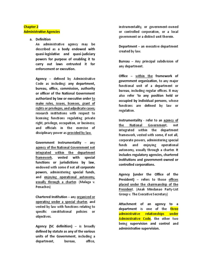An Overview of Administrative Agencies and Government Instrumentalities ...