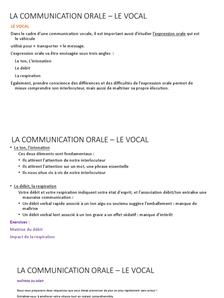 Maîtrise de la Communication Orale | PDF