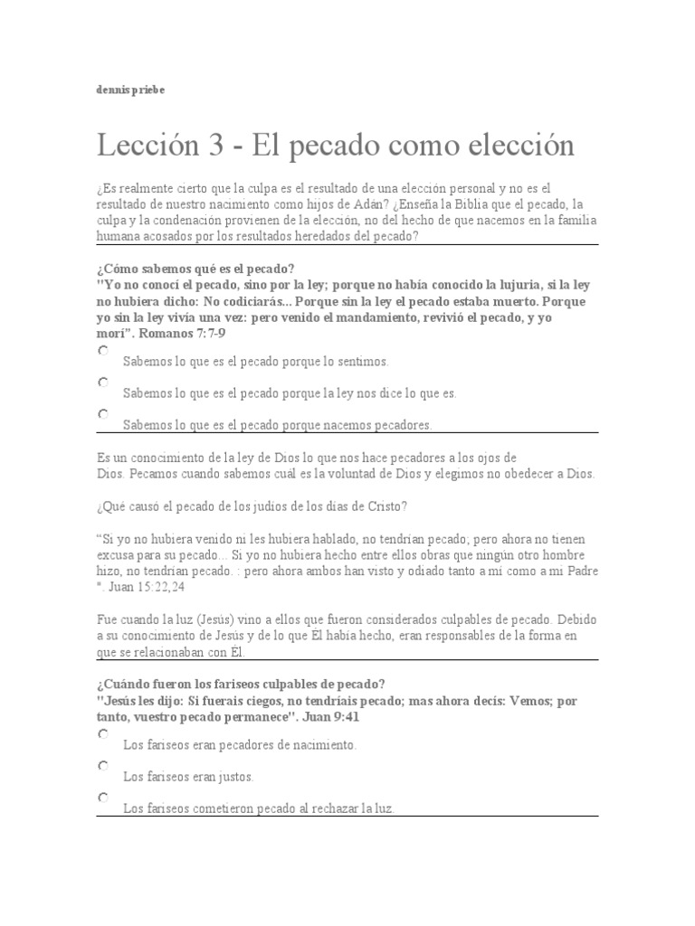 Dennis Priebe LECCION 3 | PDF | Pecado | Jesús