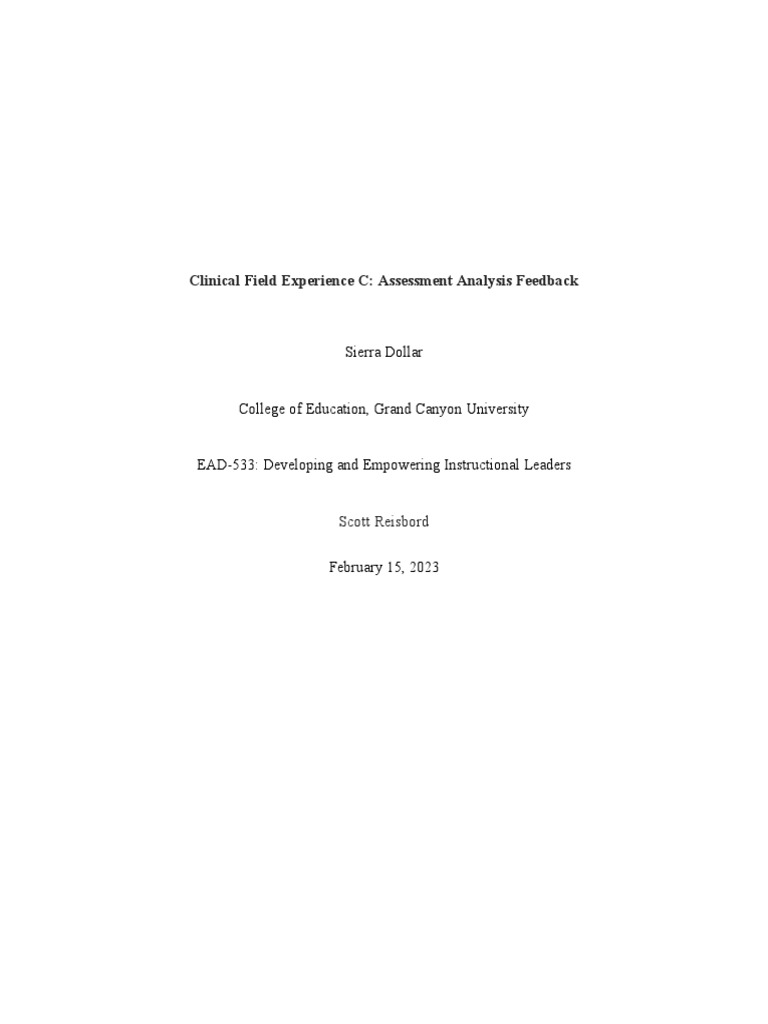Clinical Field Experience C Assessment Analysis Feedback | PDF ...