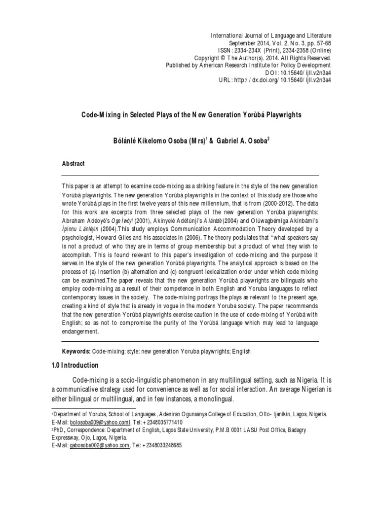 New Generation Code Mixing - Due To Contact, Bilin&multl | PDF | Multilingualism | Cognitive Science