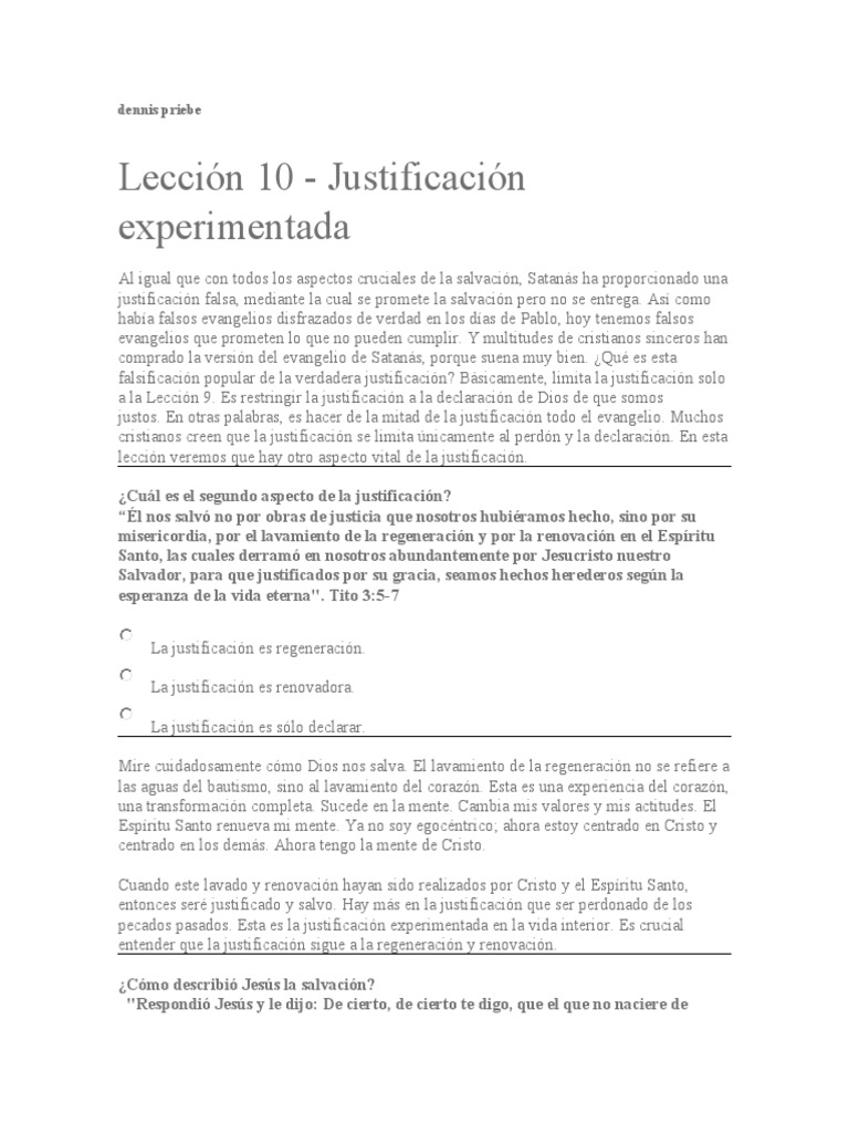 Dennis Priebe LECCION 10 | PDF | Justificación (teología) | Pecado