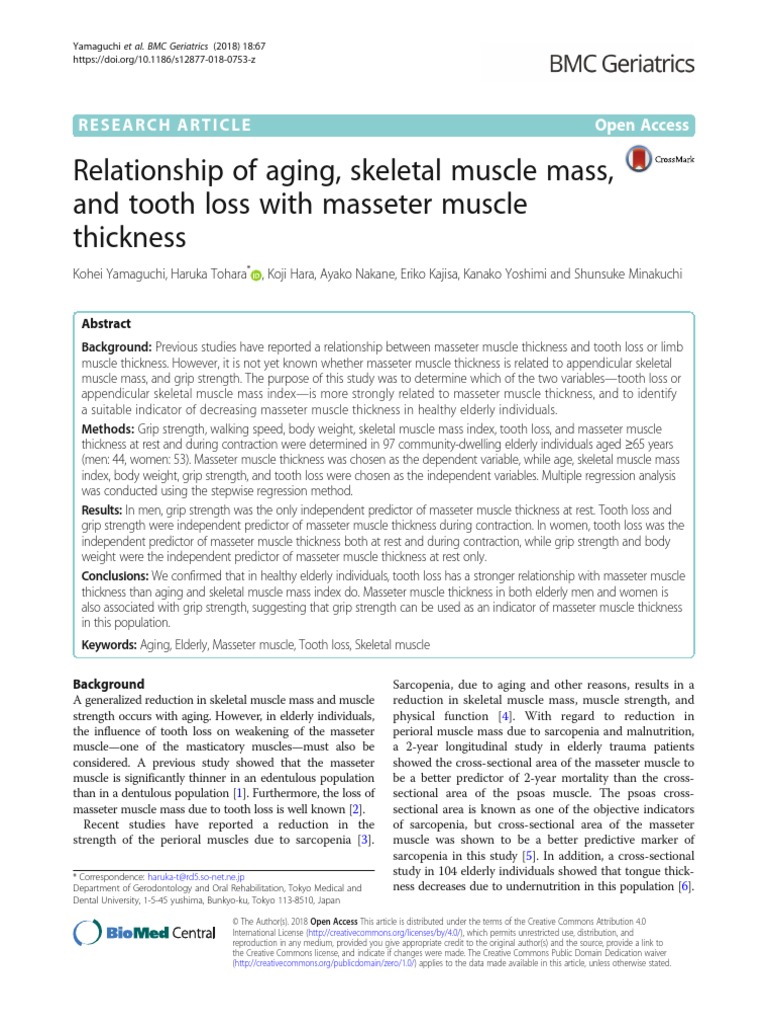 Relationship of Aging, Skeletal Muscle Mass, and Tooth Loss With ...