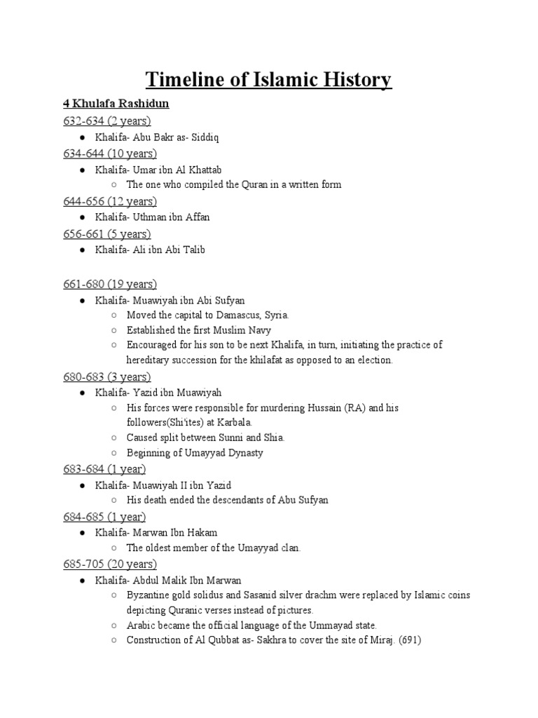 Timeline of Islamic History | PDF