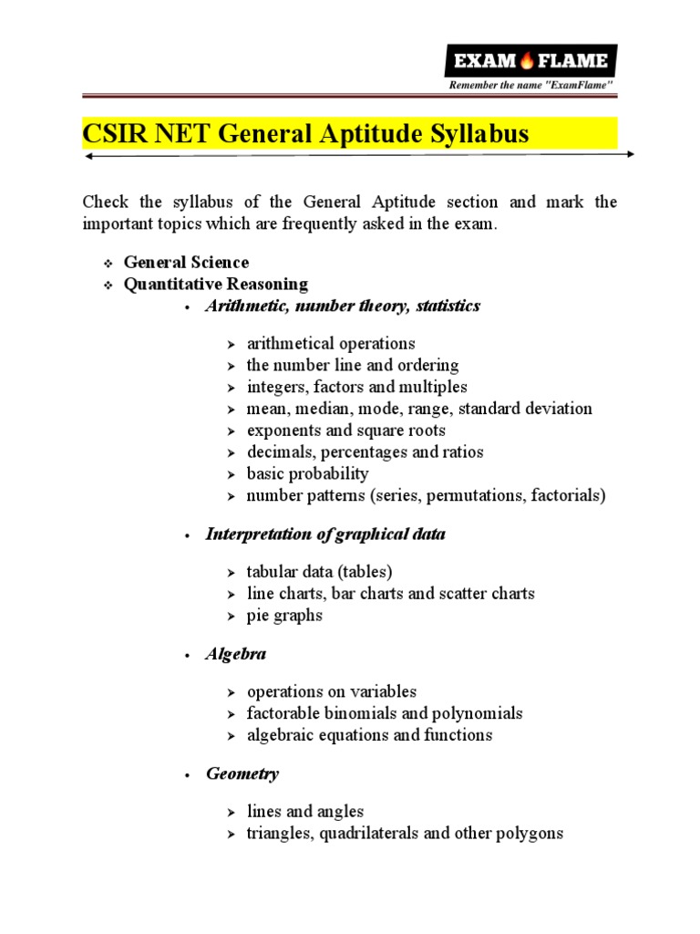 CSIR NET General Aptitude Syllabus | PDF | Computers | Technology & Engineering