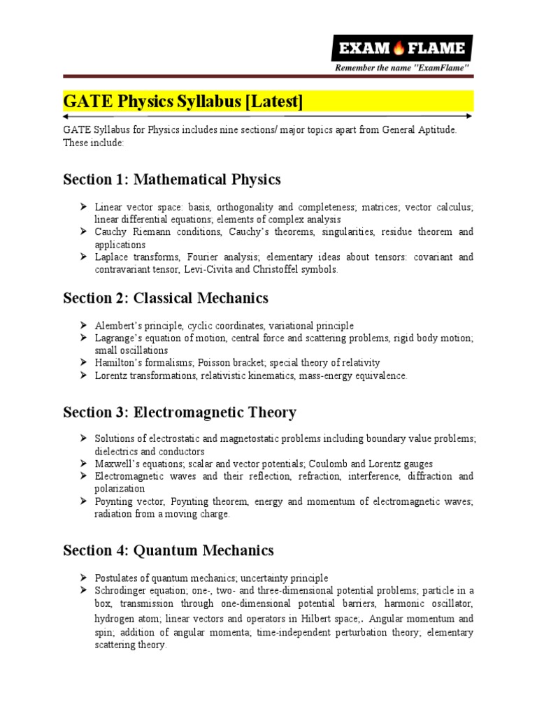 GATE Physics Syllabus | PDF | Nuclear Physics | Atomic Nucleus