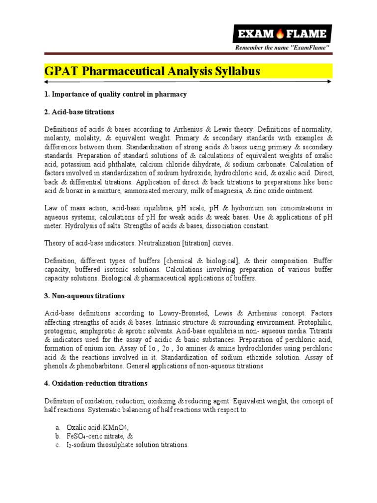 GPAT Pharmaceutical Analysis Syllabus | PDF | Nuclear Magnetic ...
