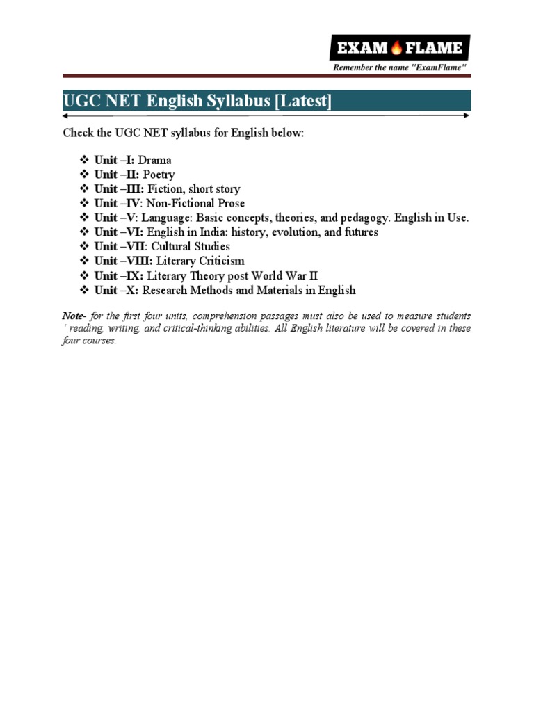 Ugc Net English Syllabus Pdf Classics
