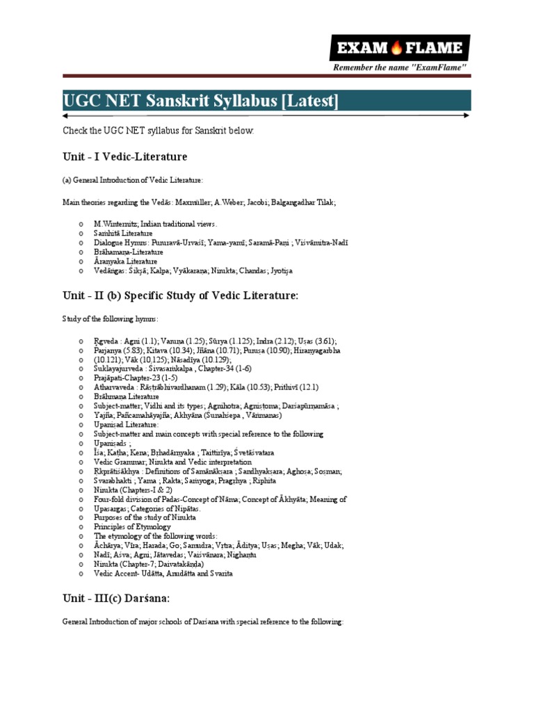 UGC NET Sanskrit Syllabus | PDF | Vedas | Patanjali UGC NET Sanskrit Syllabus | PDF | Vedas | Patanjali