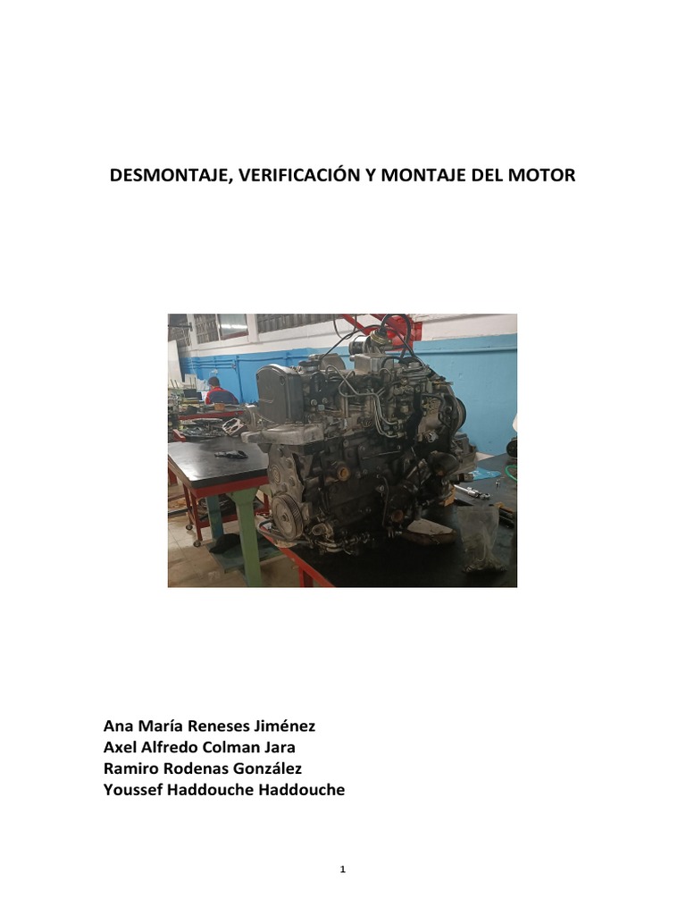 Desmontaje, Verificación y Montaje Del Motor | PDF | Tornillo | Pistón