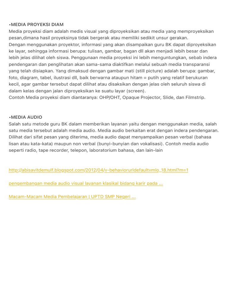 Media Proyeksi Diam dan Audio dalam Pembelajaran | PDF | Seni ...