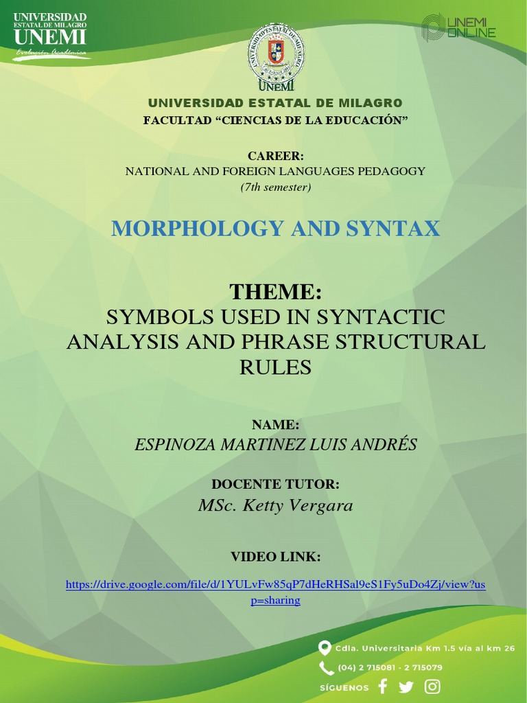 Morphology Symbols Used in Syntactic Analysis | PDF | Phrase | Syntax Morphology Symbols Used in Syntactic Analysis | PDF | Phrase | Syntax