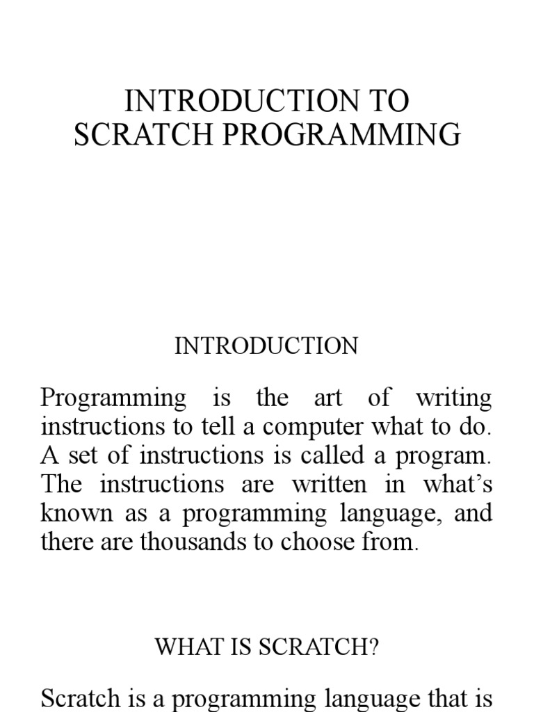 Introduction To Scratch Programming Pdf Scratch Programming Language Computer Programming 6115
