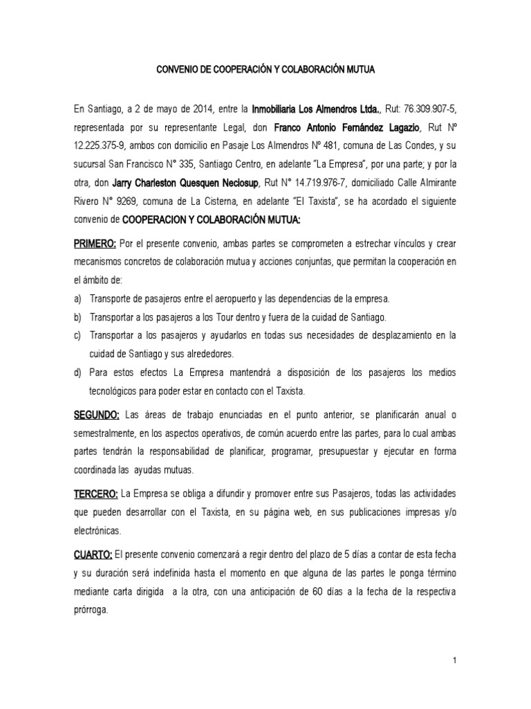Convenio de Cooperación y Colaboración Mutua | PDF