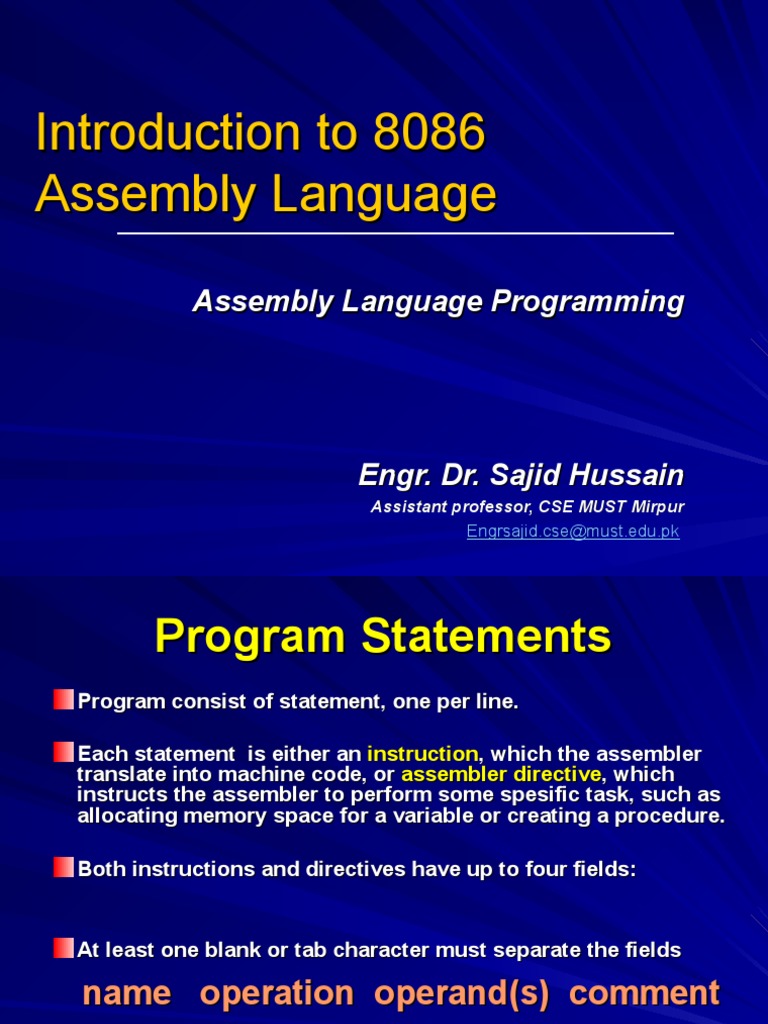 Lecture 5A Assembly Language Instructins | PDF | Assembly Language | Computer Architecture