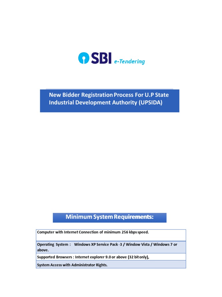 UPSIDA - Bidder Registration Process | PDF