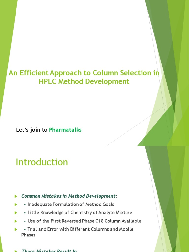 Column Selection in HPLC Method Development | PDF | High Performance Liquid Chromatography ...