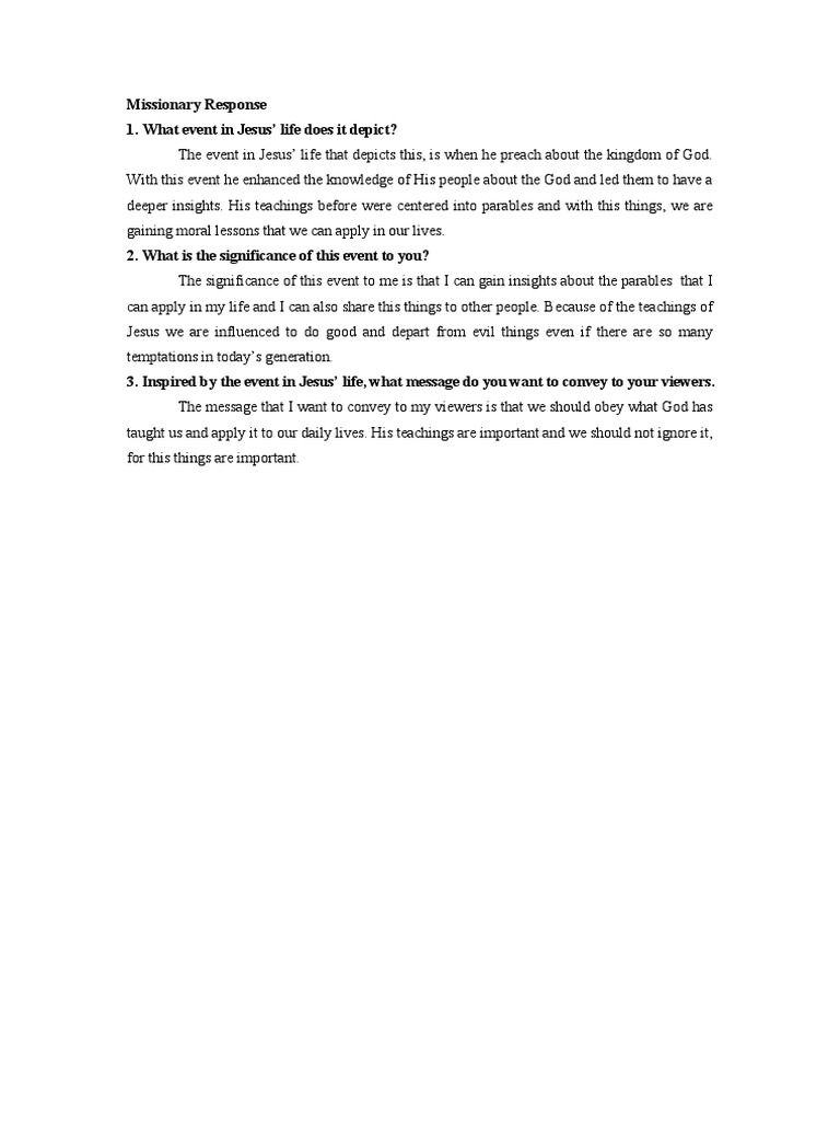 Module 3, Lesson 3 - Missionary Response | PDF
