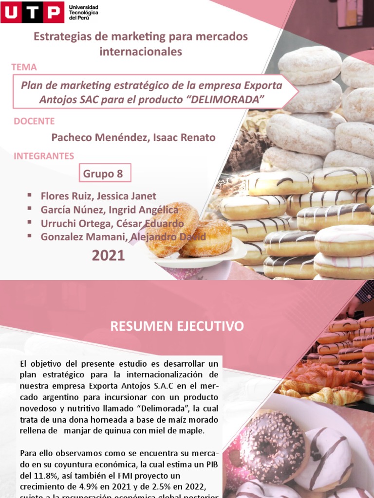 Diaposita Exporta Antojos S.A.C - Ta4 - Grupo8 | PDF | Marketing | Rosquilla