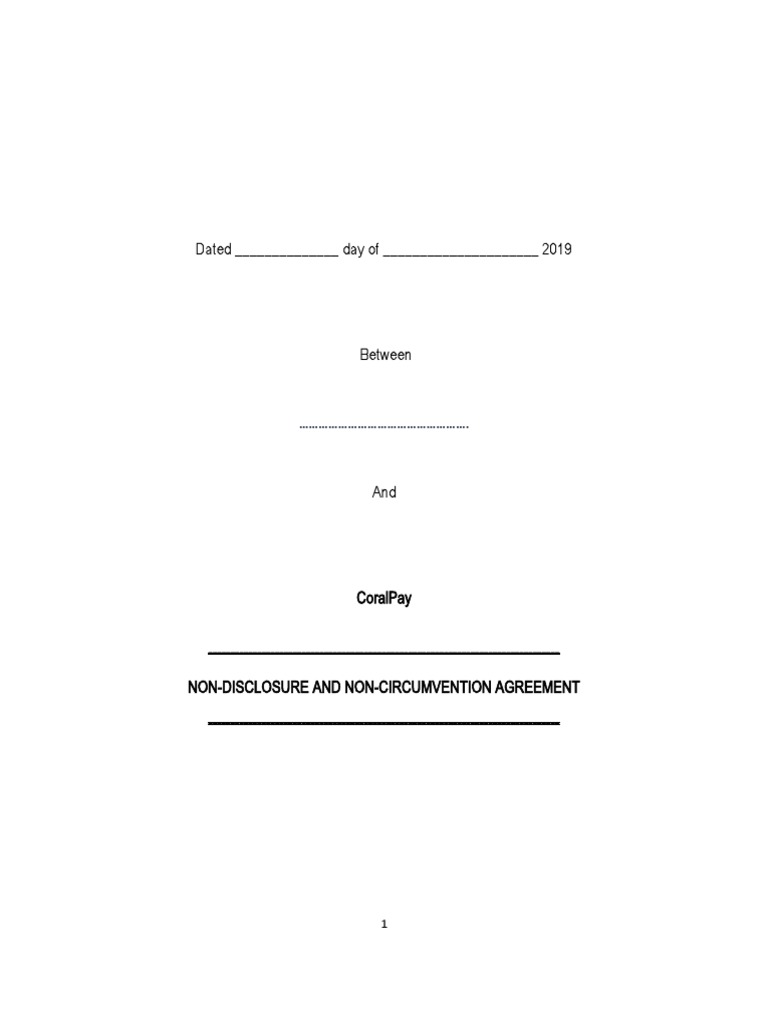 CoralPay NDA | PDF | Non Disclosure Agreement | Trade Secret