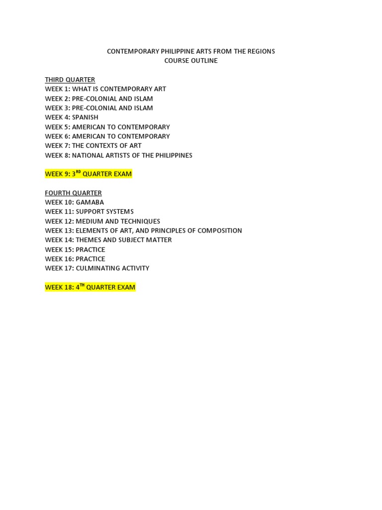 Conphilarts Course Outline | PDF | Composition (Visual Arts) | Vision