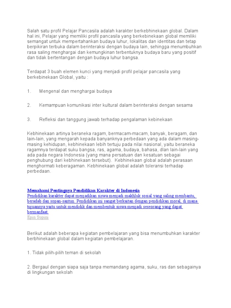 Referensi Kebhinekaan Global P5 | PDF