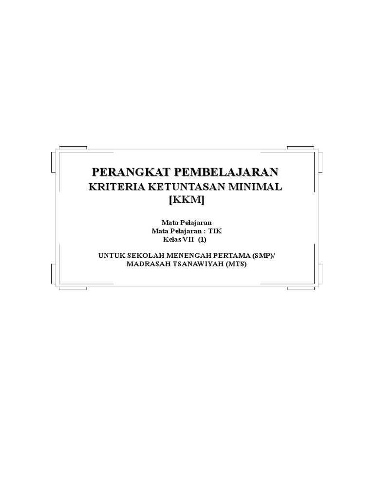 KKM TIK SMP MTS KELAS VII SilabusRPP | PDF