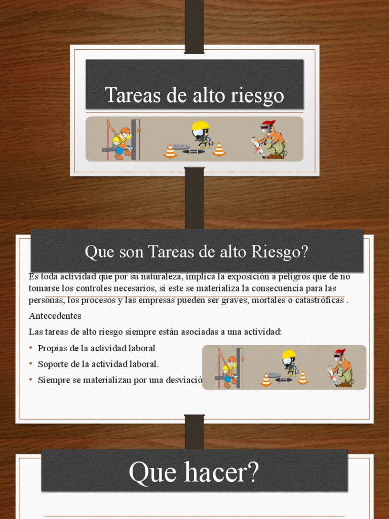 Tareas de Alto Riesgo Dipositivas | PDF | Riesgo