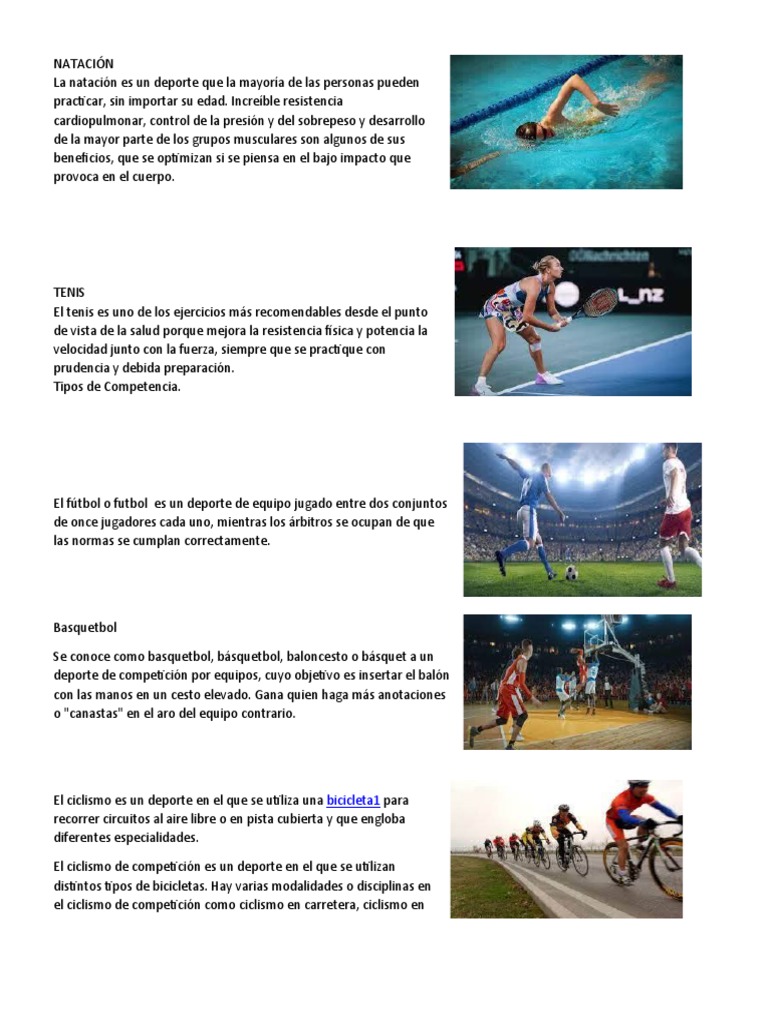 Tipos de Deportes y Ejemplos Comunes | PDF | Deportes y actividades al ...