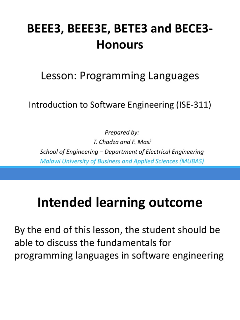 ISE-311-ChadzaMasi - Lesson - ProgrammingLanguages | PDF | Programming ... ISE-311-ChadzaMasi - Lesson - ProgrammingLanguages | PDF | Programming ...