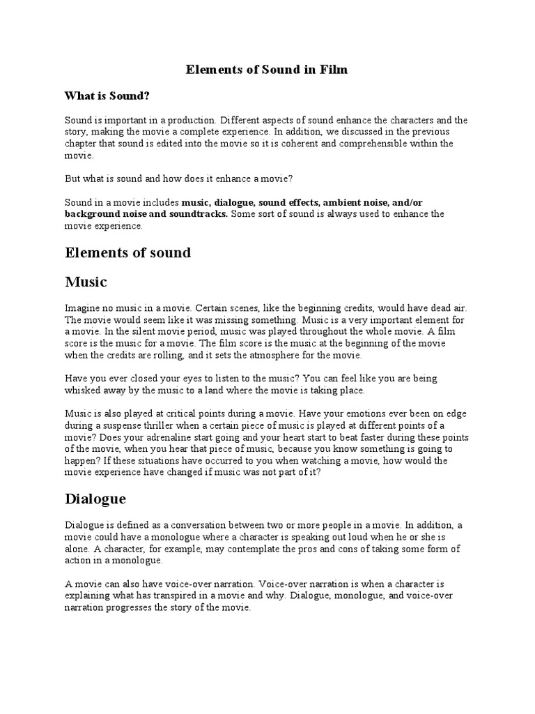 Elements of Sound in Film | PDF | Experience | Sound