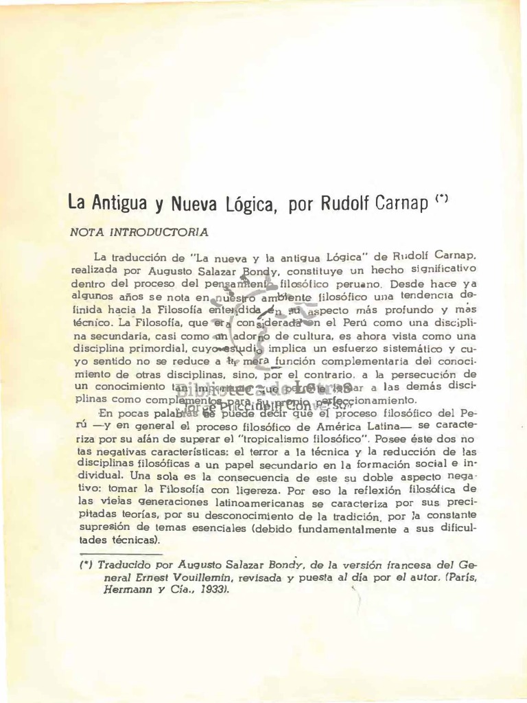 Carnap Antigua y Nueva Lógica | PDF | Proposición | Lógica matemática