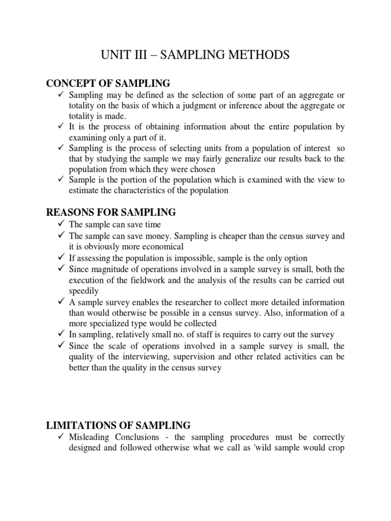 BRM Unit 3 | PDF | Survey Methodology | Sampling (Statistics) BRM Unit 3 | PDF | Survey Methodology | Sampling (Statistics)