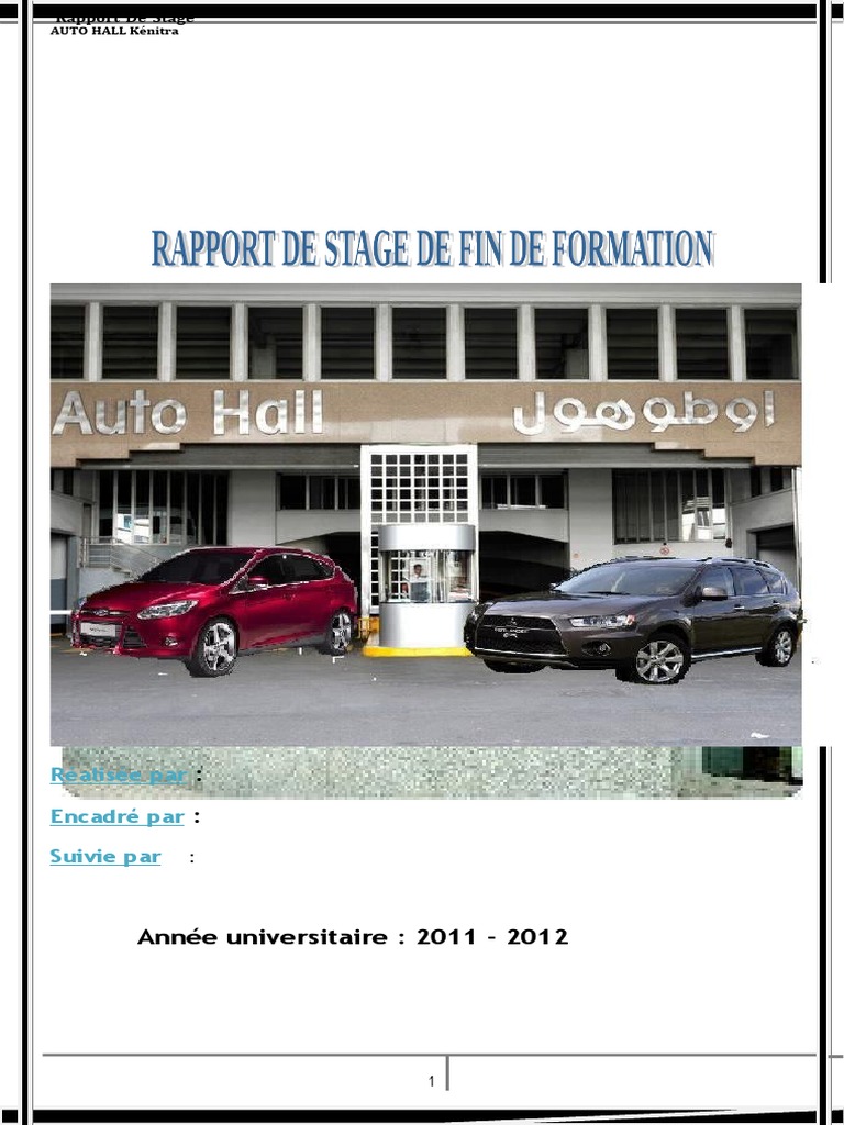 Rapport de Stage chez Auto Hall Kénitra | PDF | Sodles | Banques