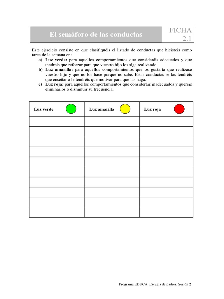 Semáforo de Conductas para Niños | PDF