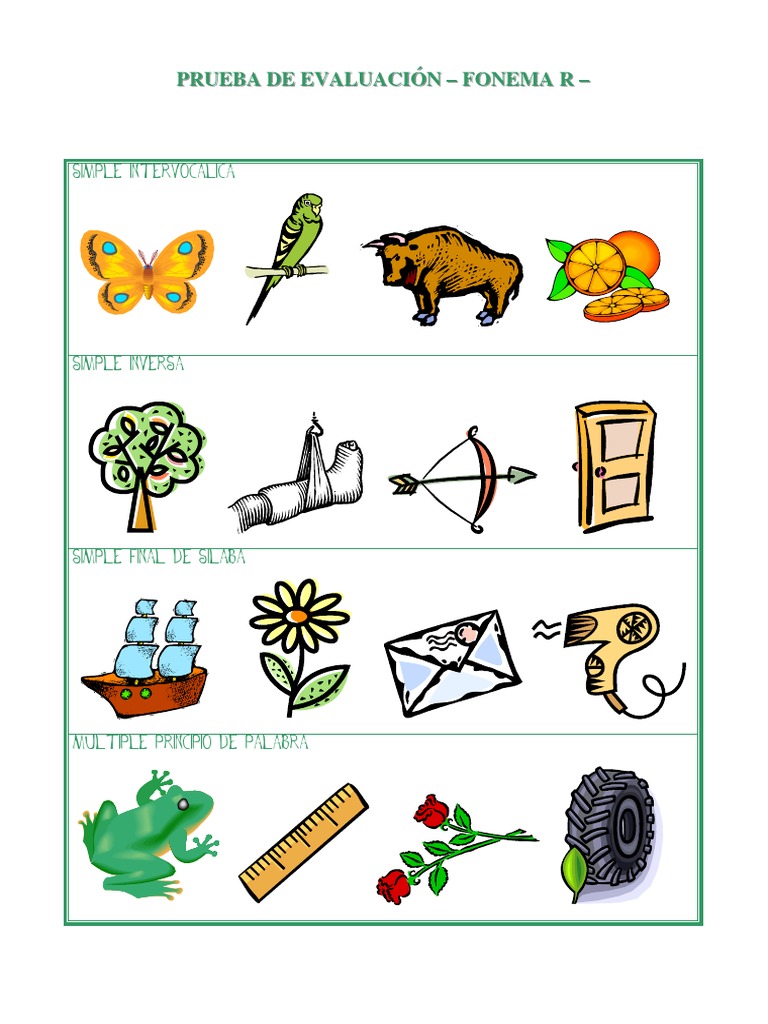Evaluación del fonema r-rr con sinfones comentada | PDF