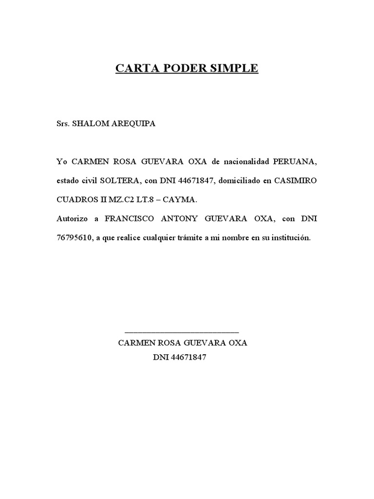 Solicitud Carta Simple | PDF | Derecho