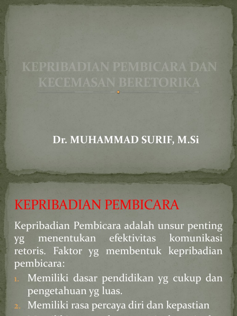 Kepribadian Pembicara Dan Kecemasan Beretorika 2022 | PDF | Karier ...