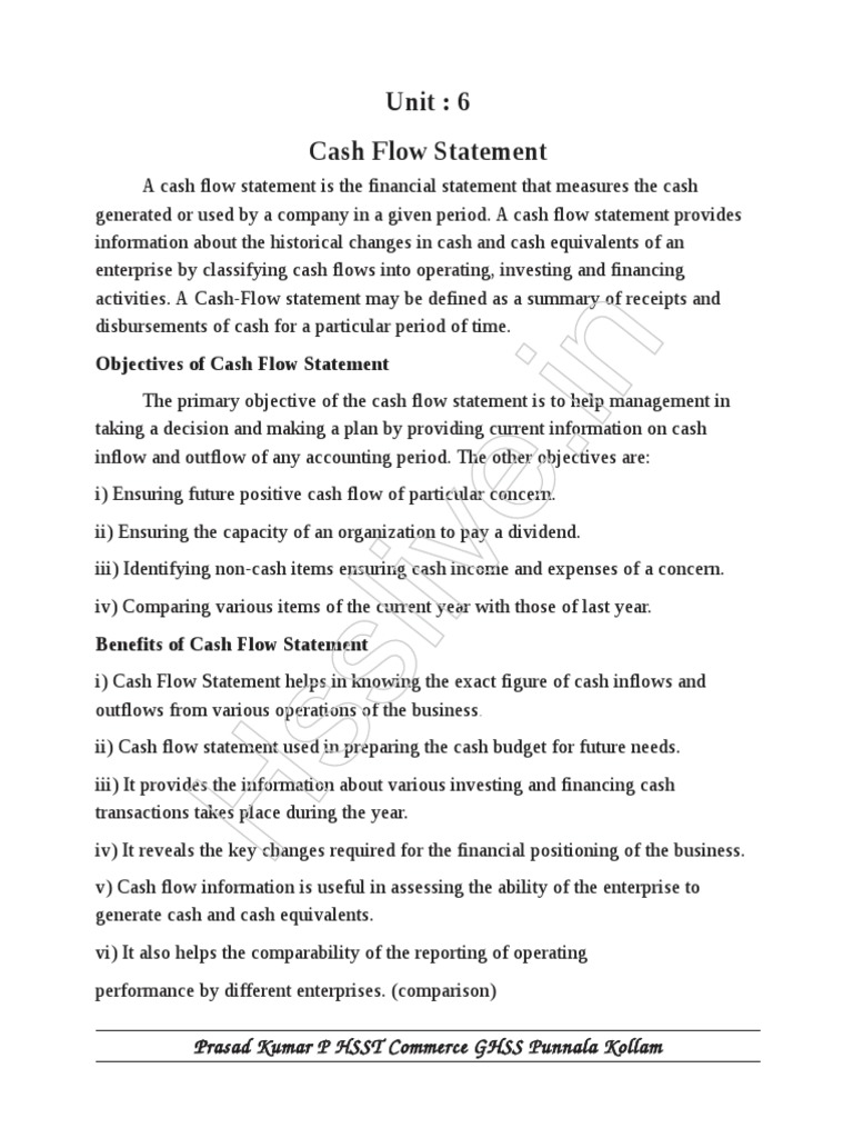 Cash Flow Statement Notes | PDF