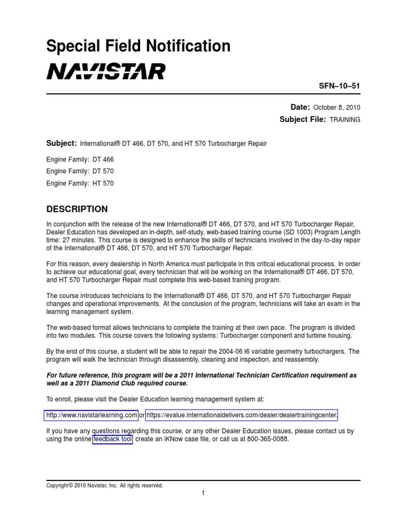 International DT 466, DT 570, and HT 570 Turbocharger Repair | PDF