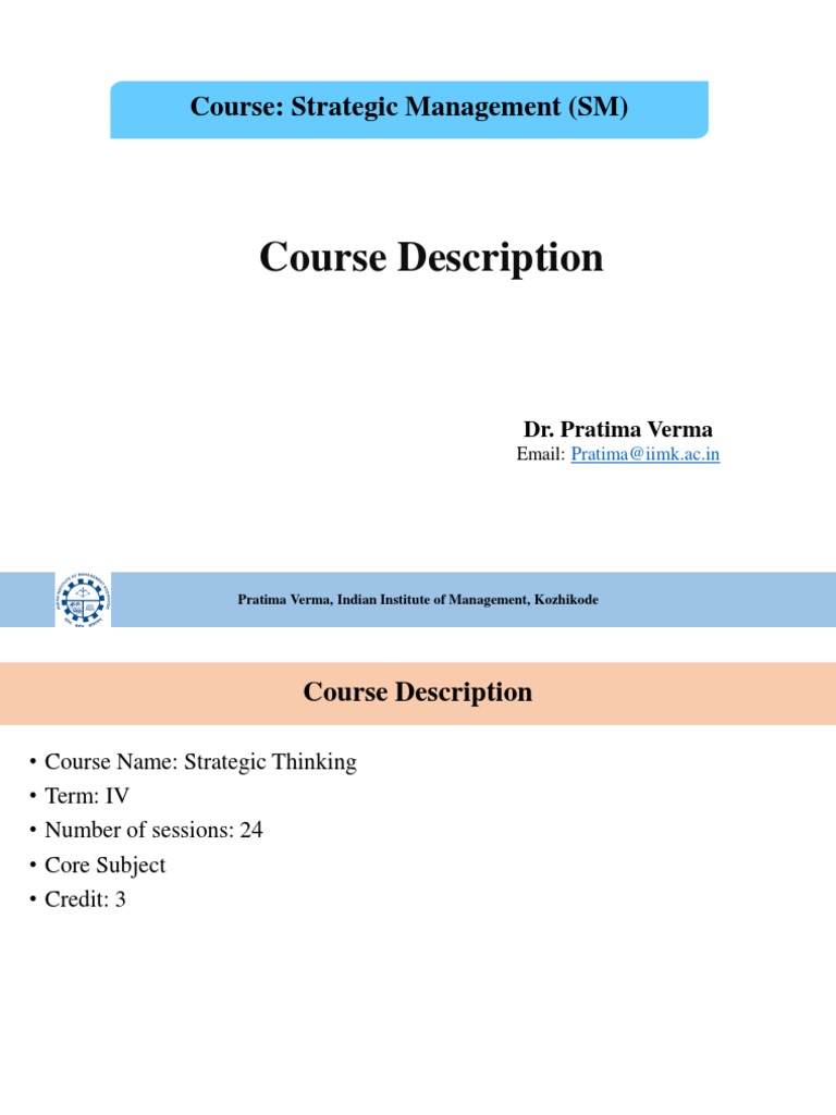 Lecture 0 IIMK Course Discription | PDF | Strategic Management | Cognition