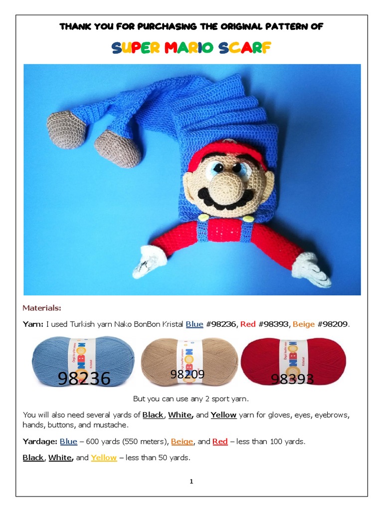 Super Mario Scarf | PDF | Crochet | Sewing