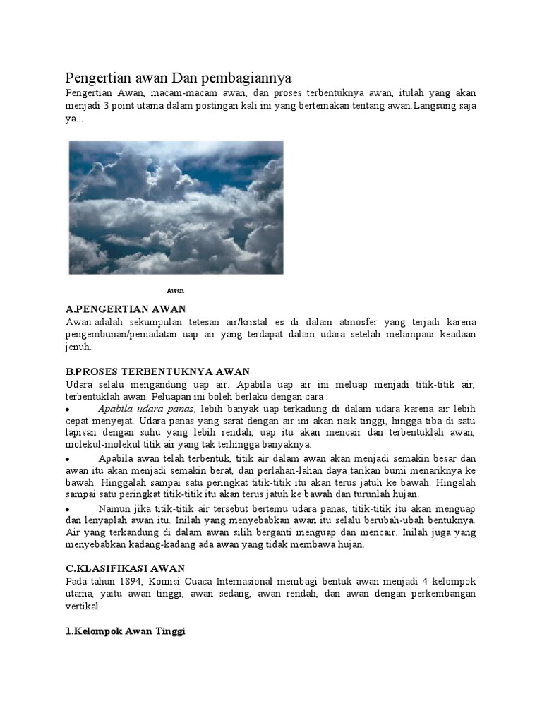 Pengertian dan Jenis-Jenis Awan | PDF